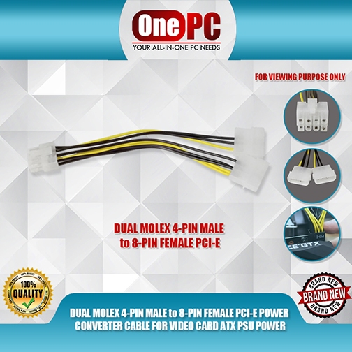 ONE PC DUAL MOLEX 4-PIN MALE to 8-PIN FEMALE PCI-E POWER CONVERTER ...