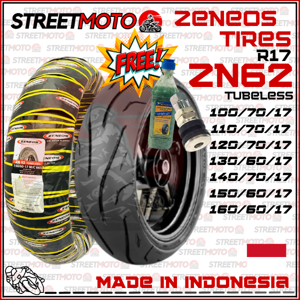 ZENEOS ZN62 Motorcycle Tire - Free Sealant & Pito Gulong | Tubeless 100 ...