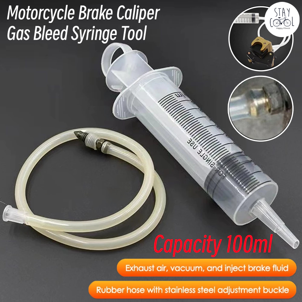 Universal Motorcycle Bleed Kit 100ml Brake Caliper Gas Bleeder Syringe ...