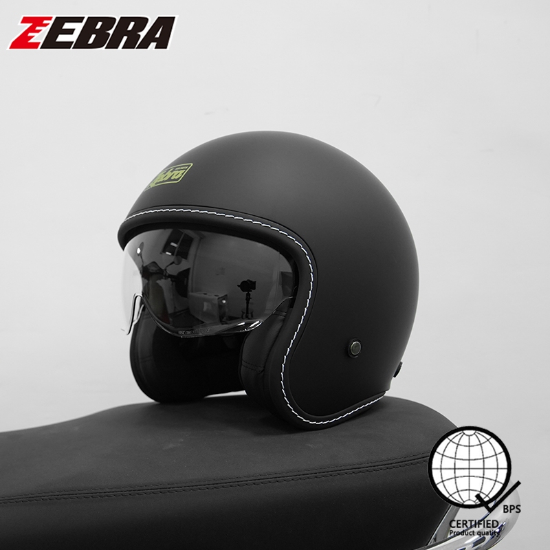 ZEBRA 807 CRUISER Motorcycle Classic Helmet half face single visor ...