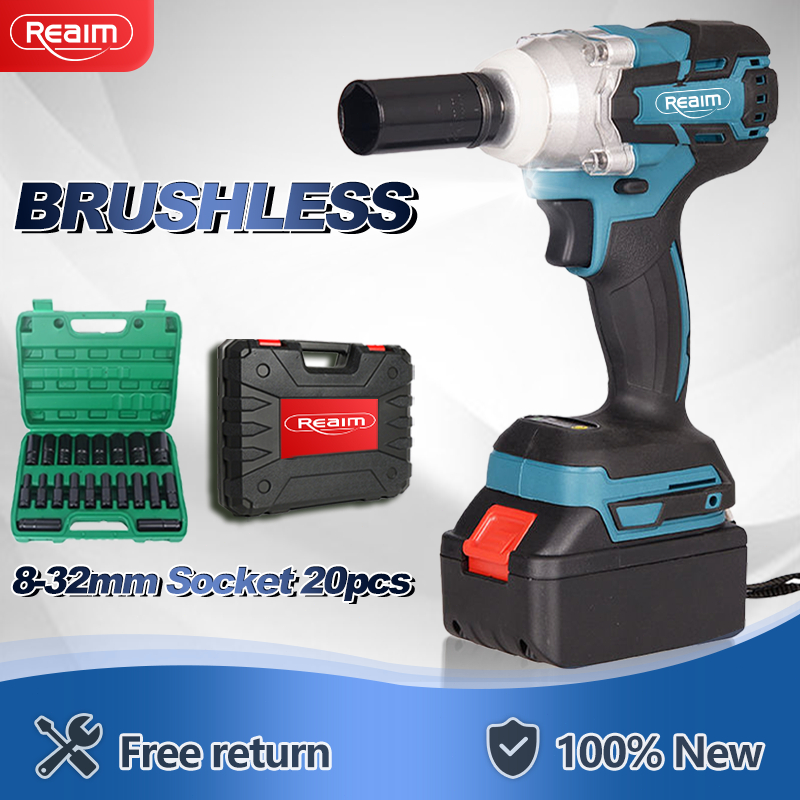 REAIM Impact Wrench Cordless Brushless Heavy Duty Electric Ratchet ...