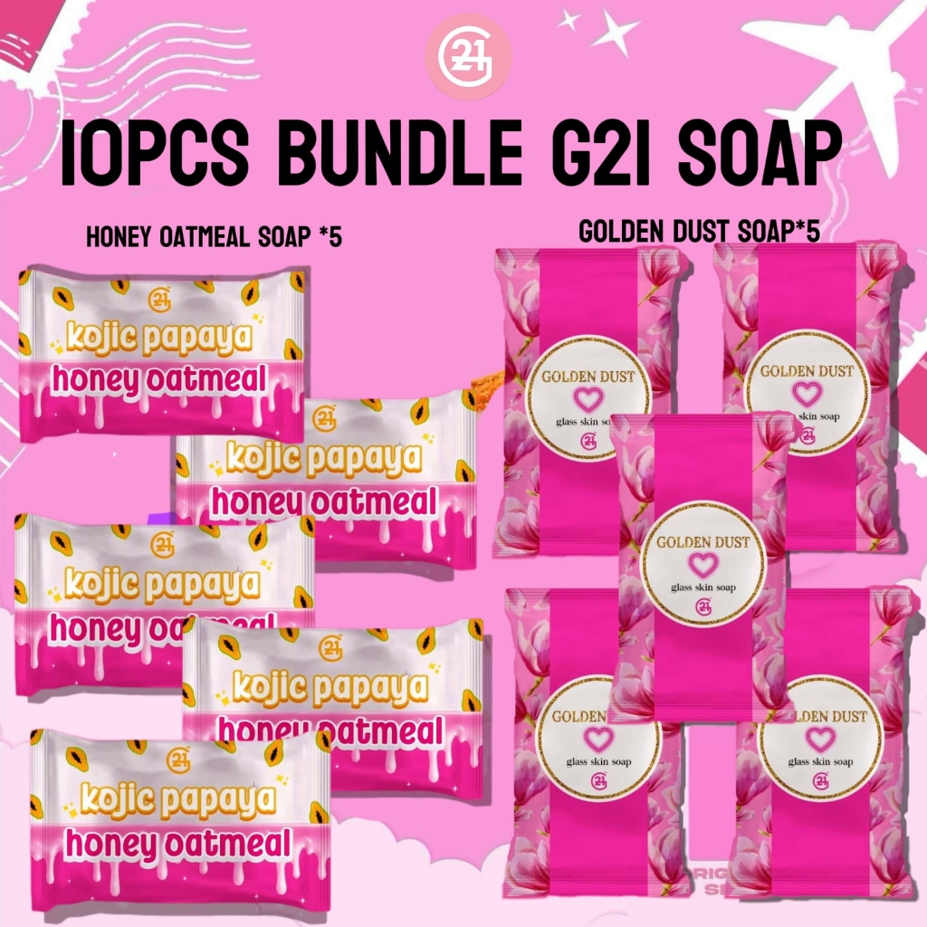 [10PCS BUNDLE] 5PCS G21 DUO SOAP Kojic Papaya 60g + 5PCS Golden Dust ...