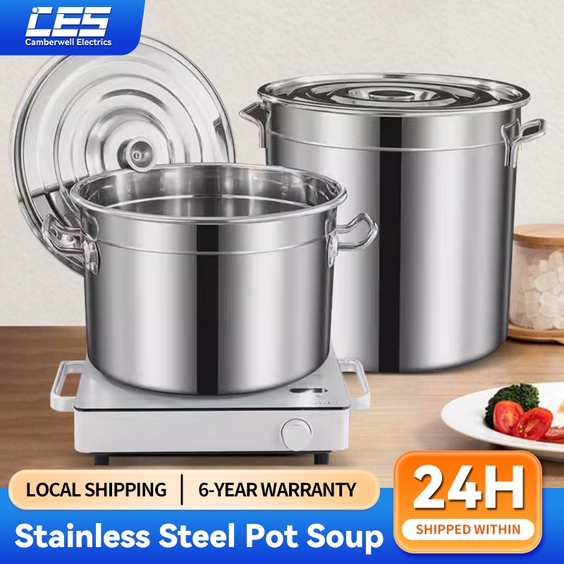 CES 304 Stainless Steel Pot Household Bucket with Lid Soup Pot Extra ...