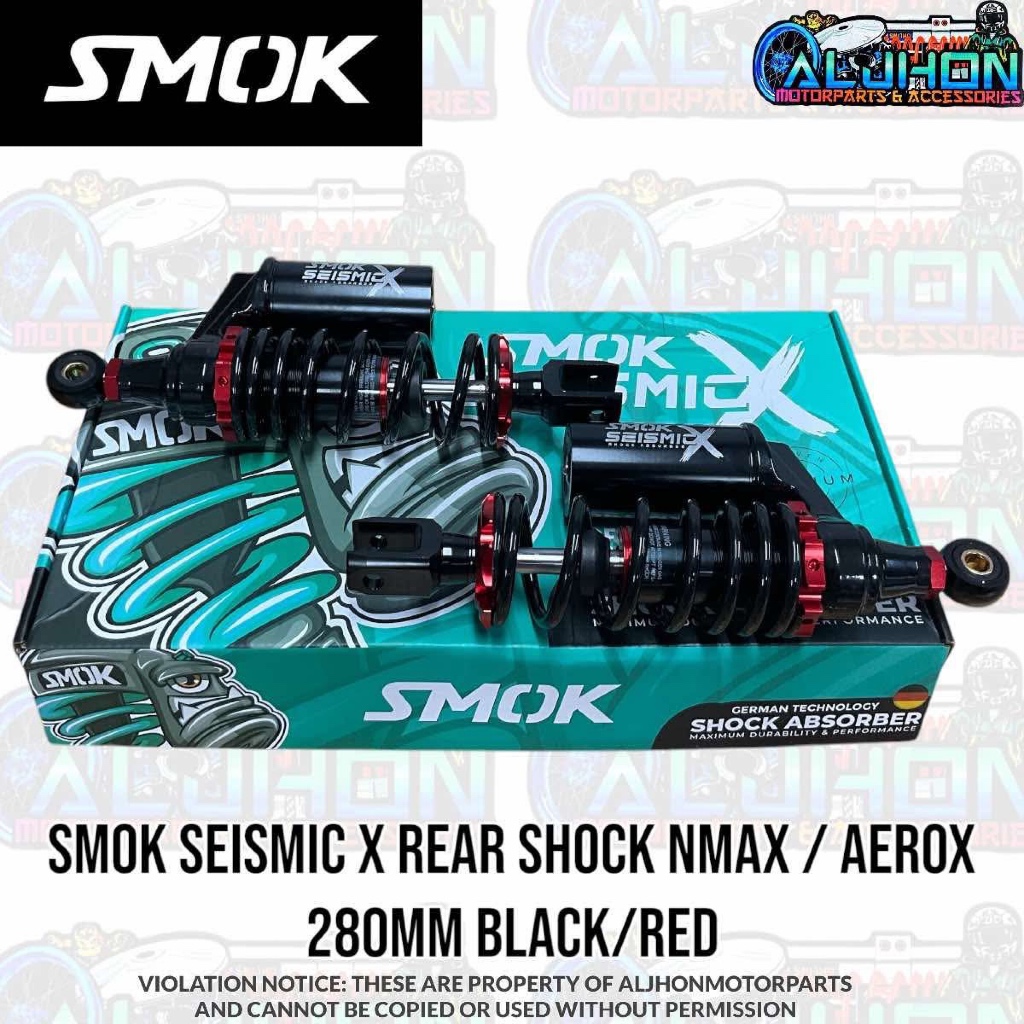 SMOK SEISMIC X REAR SHOCK NMAX / AEROX 280MM BLACK/RED | Shopee Philippines