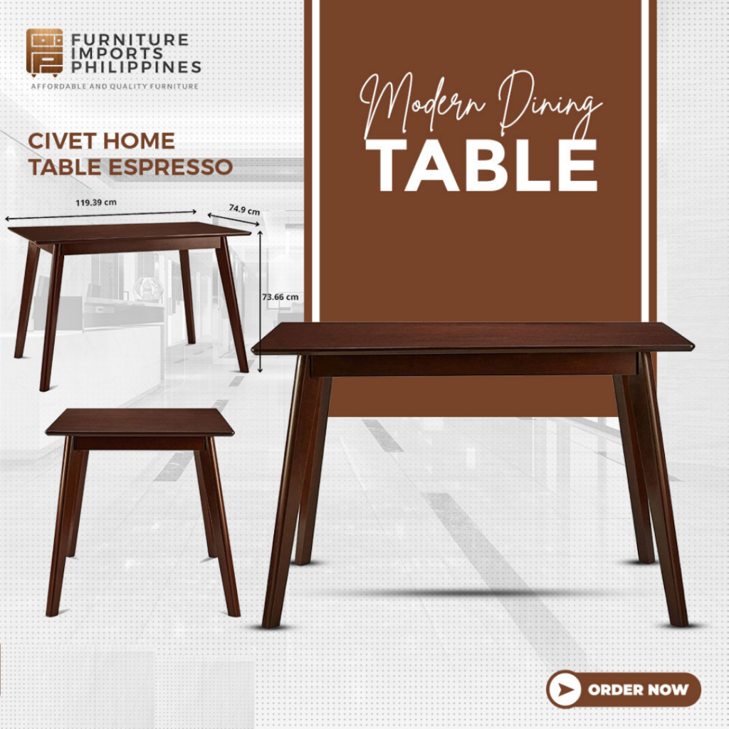 Grace Rectangular Dining Table – Modern Espresso Dining Table | Shopee ...