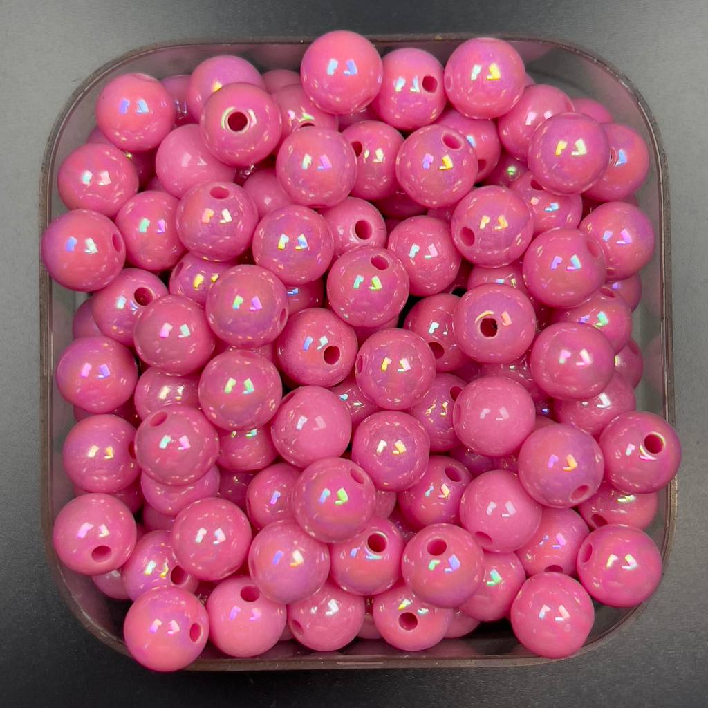 Veeds 50 Pcs Round Beads 8mm Hot Pink AB Coated DIY Beads Art and Craft ...