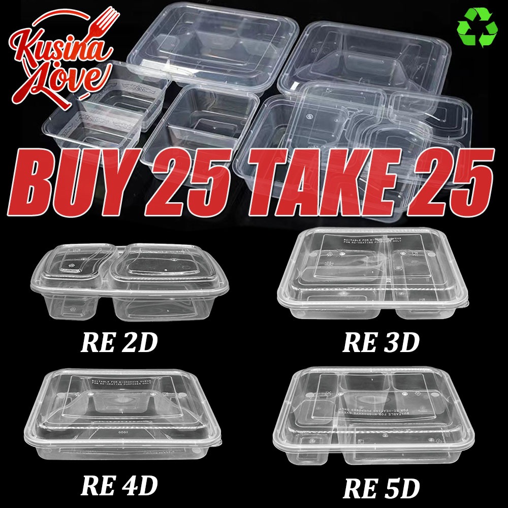 50PCS Microwavable Plastic Container Disposable Lunch Box 2/3/4/5 ...