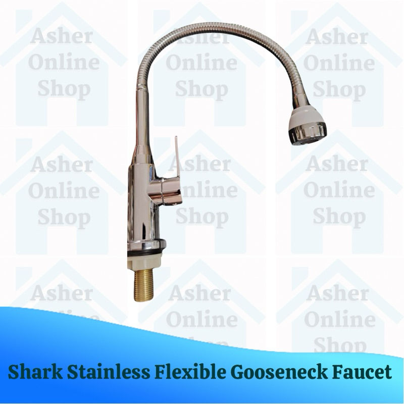 Shark Heavy Duty Stainless Flexible Gooseneck Kitchen Sink Faucet ...
