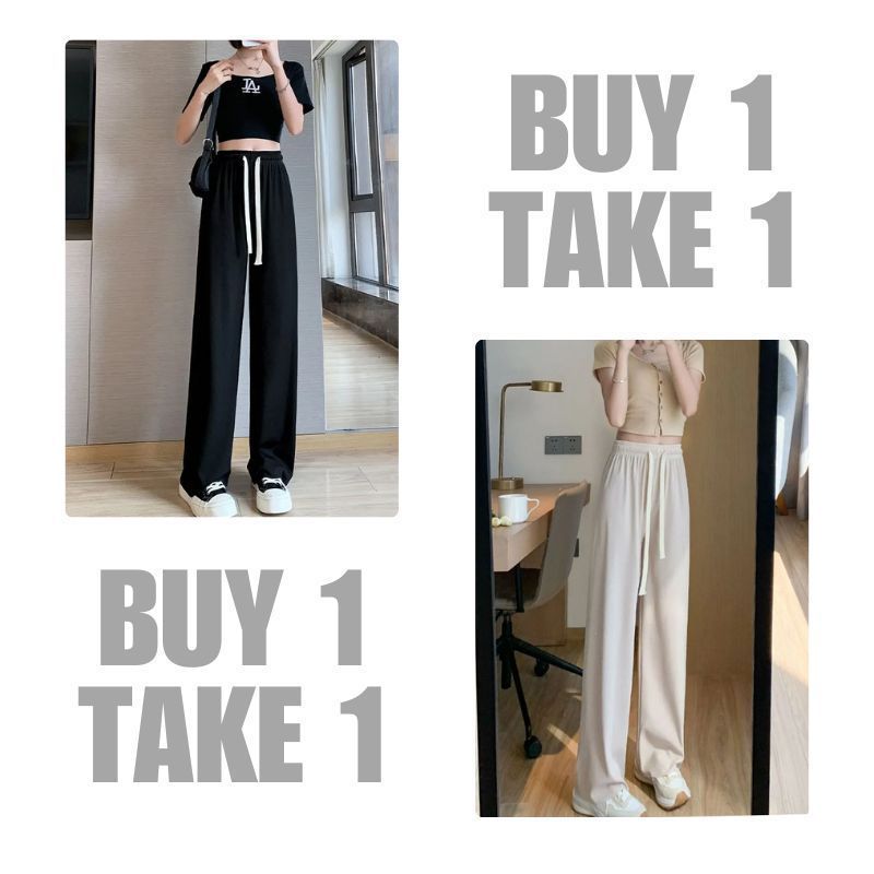 BUY 1 TAKE 1 Wide leg pants Korean straight plain pant for women ...