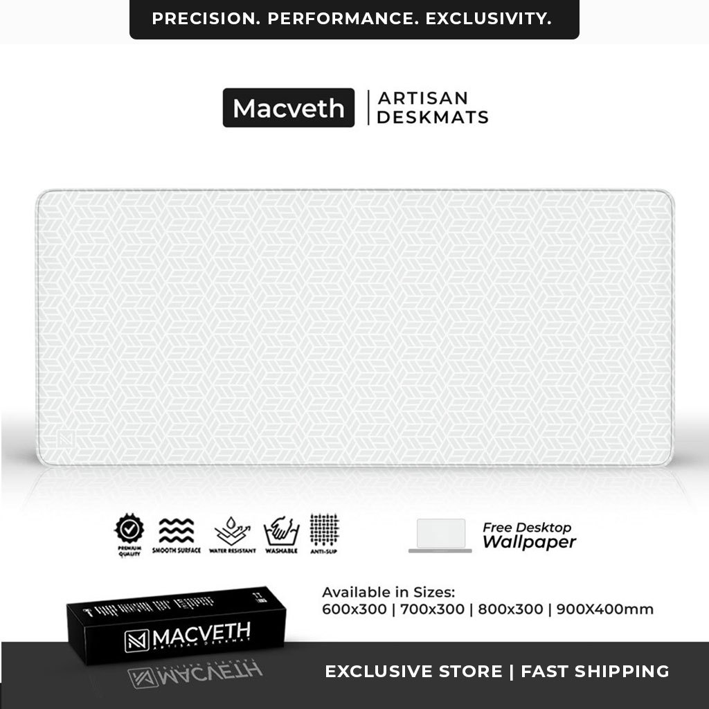 Macveth Mousepad | Hexa-White Deskmat | Extended Large Gaming Mouse pad ...