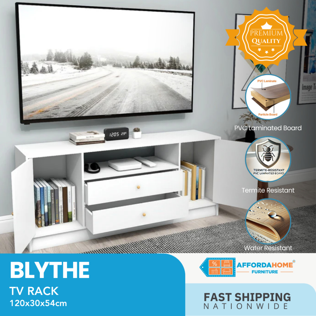 Affordahome Furniture - BLYTHE TV Rack Storage Shelf Laminated Wood ...