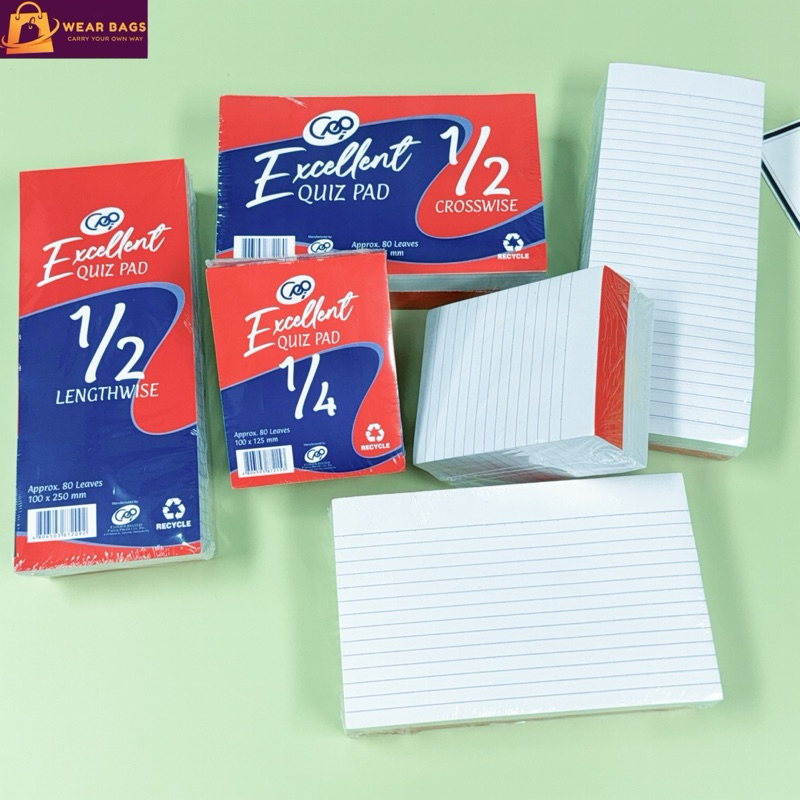 10Pads ( 1 Ream) 80lvs Quiz Pad 1/4, 1/2 Crosswise, 1/2 Lengthwise Quiz ...
