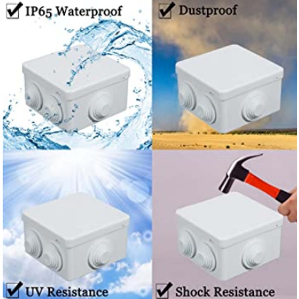 100x100x70mm IP65 Waterproof Outdoor Electrical CCTV square Junction ...