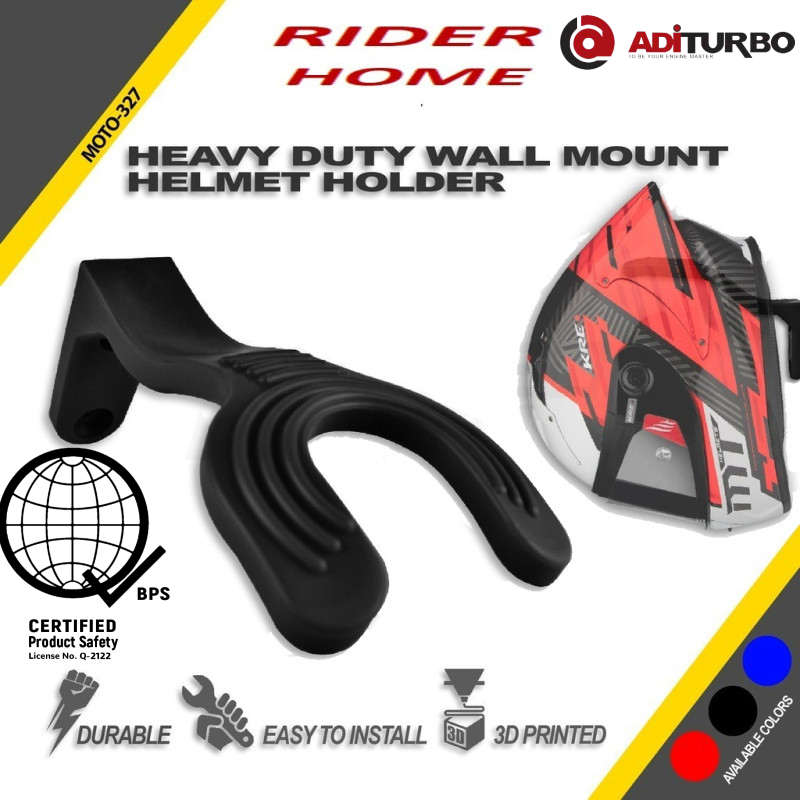 ADI TURBO HELMET HOLDER WALL MOUNT MOTO-327 HEAVY DUTY HDPE PLASTIC ...