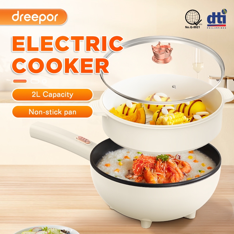 Dreepor Electric Frying Pan With Food Steamer Electric Pot Cooking ...