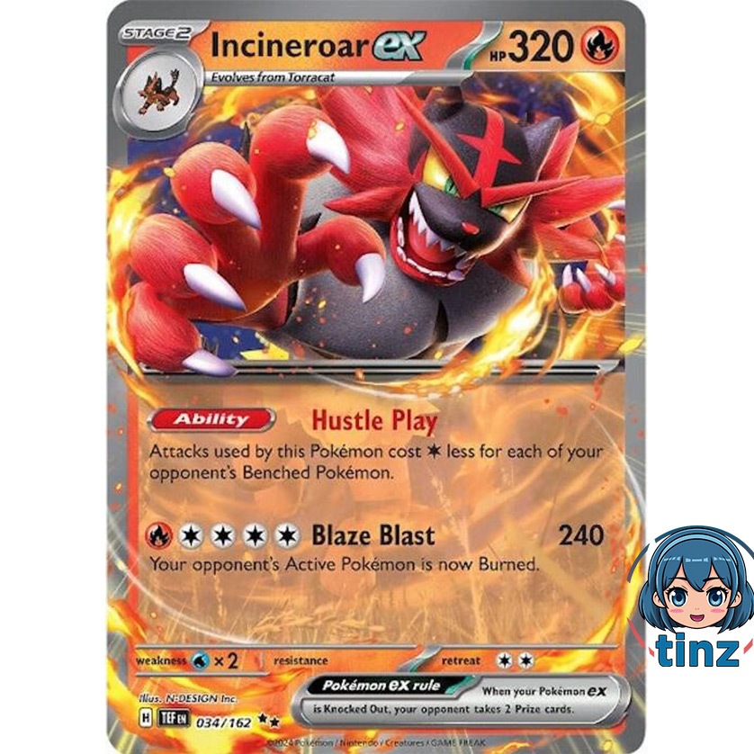 Incineroar ex - 034/162 - Ultra Rare Pokemon SV05: Temporal Forces (TEF ...