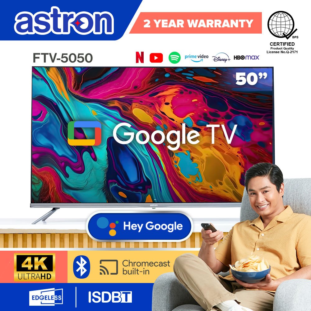 Astron FTV5050 50" Google TV - 4k Ultra HD | Hey Google | WI-FI + LAN ...