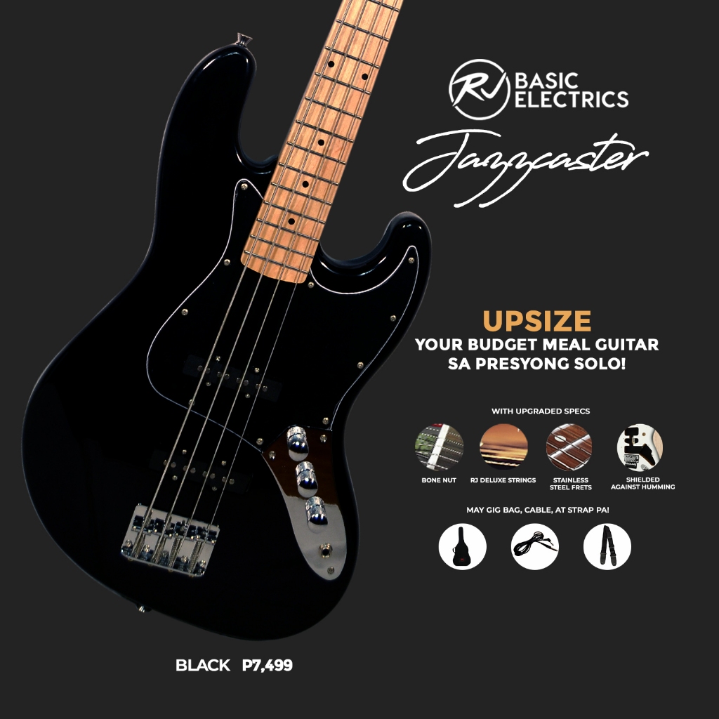 RJ Basic Electrics - Jazzcaster Bass Guitar with Bag, Cable, Strap ...