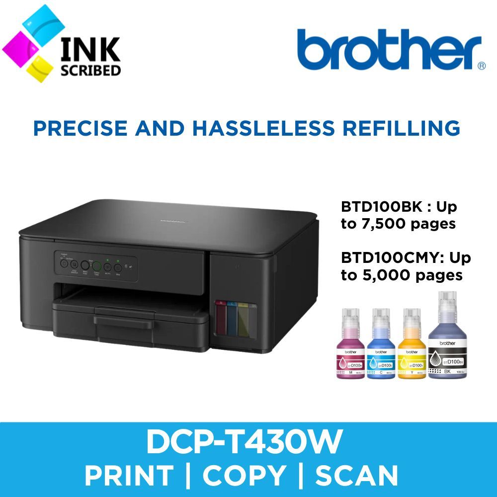 Brother DCP-T430W Multifunction 3in1 Ink Tank Printer Print Copy Scan ...