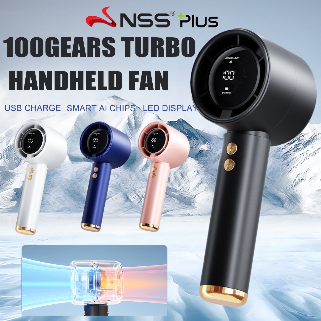 NSS 100Gears Turbo Fan Mini Rechargeable High Speed Cooling Fan ...