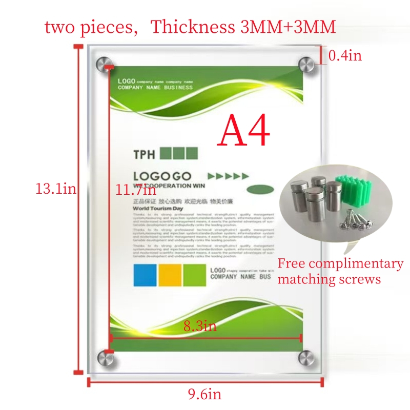 A4 A3 SIZE WALL ACRYLIC FRAME Acrylic Photo Frame Acrylic Display Stand ...