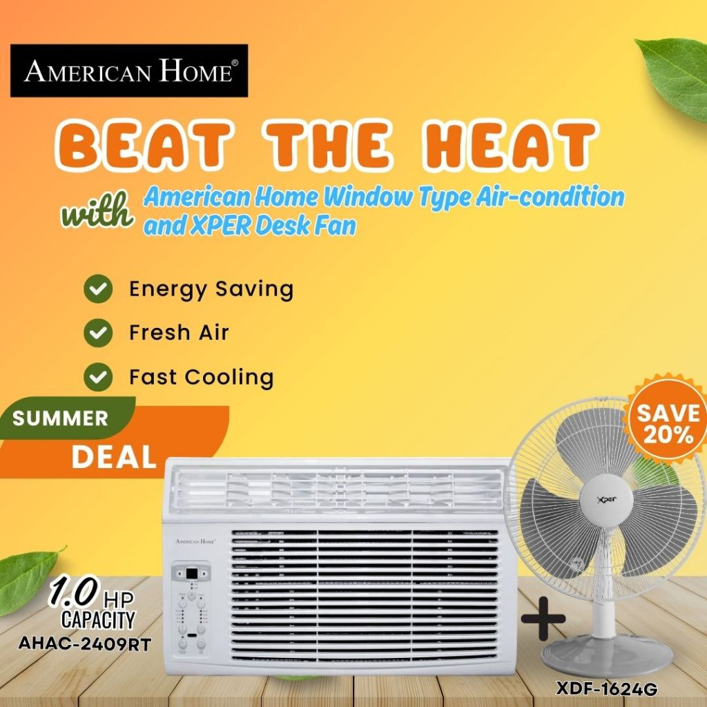 American Home Window Type Air-condition with Desk Fan (AHAC-2409RT 1HP ...
