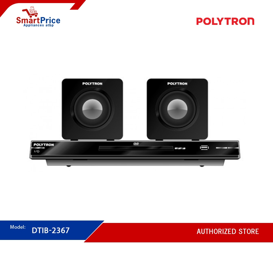 Polytron Mini Home Theater 2 Speaker Portable DVD USB Remote DTIB-2367 ...