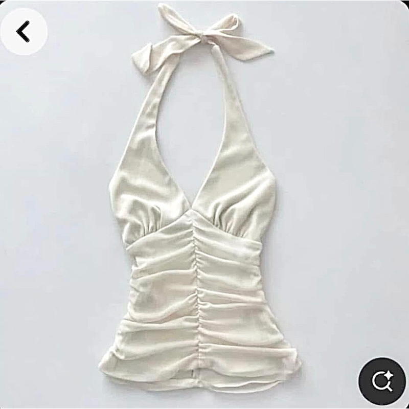 Vlaisey • Pixie Ruched Halter Double Lining Backless Tank Top | Shopee Philippines