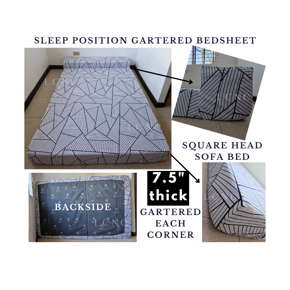 Pahiga BEDSHEET 7.5in thick Square/Box Head SofaBed Single Double ...
