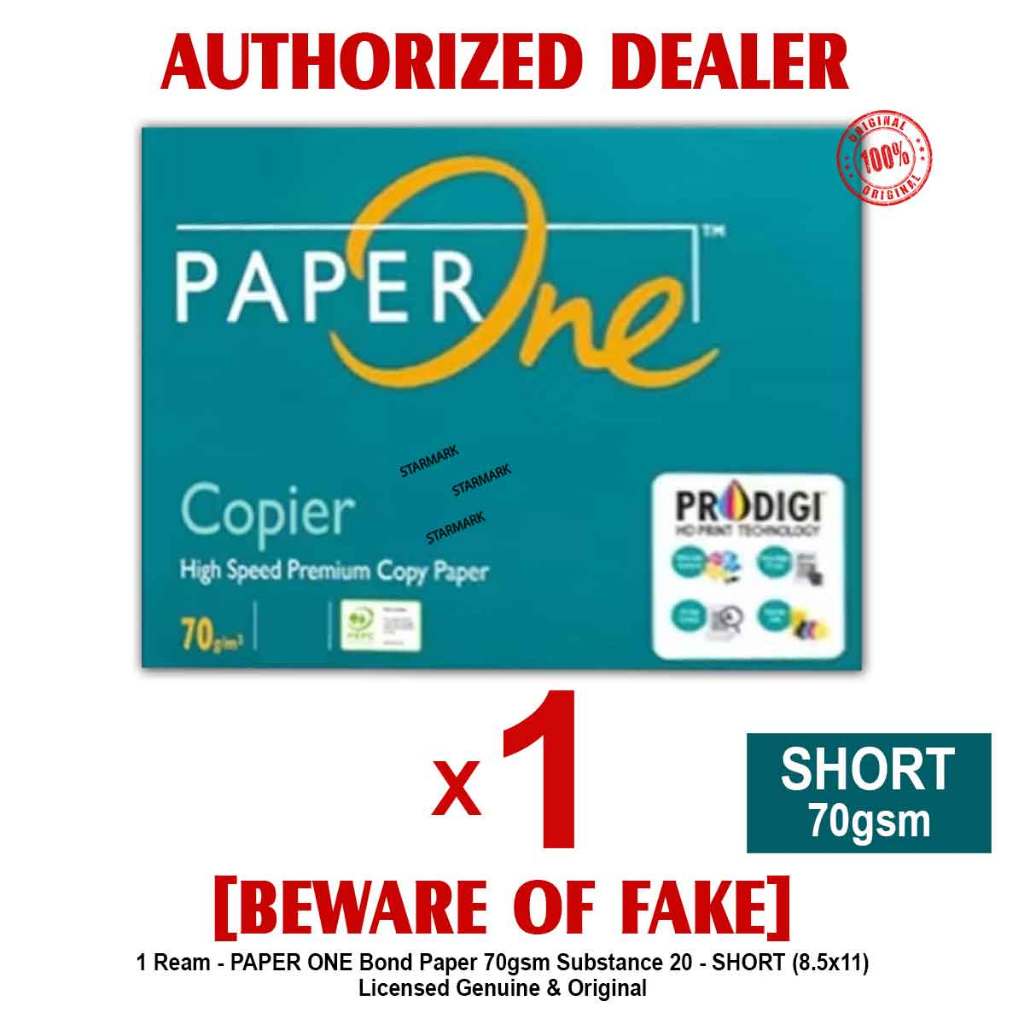 PAPER ONE Bond Paper Papers SHORT 8.5x11in 70gsm Sub. 20 Copy Paper LIGHT BLUE Label - 1 Ream ...