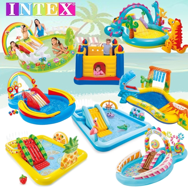 INTEX Inflatable Swimming Pool for KidsDinosaur Paradise Rainbow Circle ...