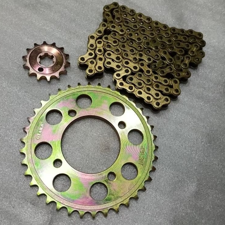 CHAIN SPROCKET SET 14/38T 428-120L YAMAHA VEGA FORCE CARB OTAKA ...