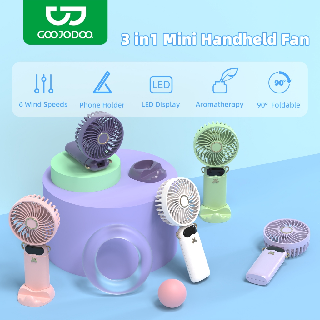 GOOJODOQ 5000 mAh Portable Mini Fan Rechargeable for School with Light ...