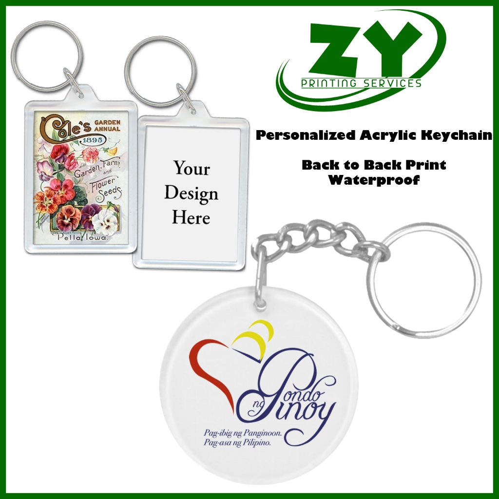 Personalized clear acrylic keychain laminated back to back high quality ...