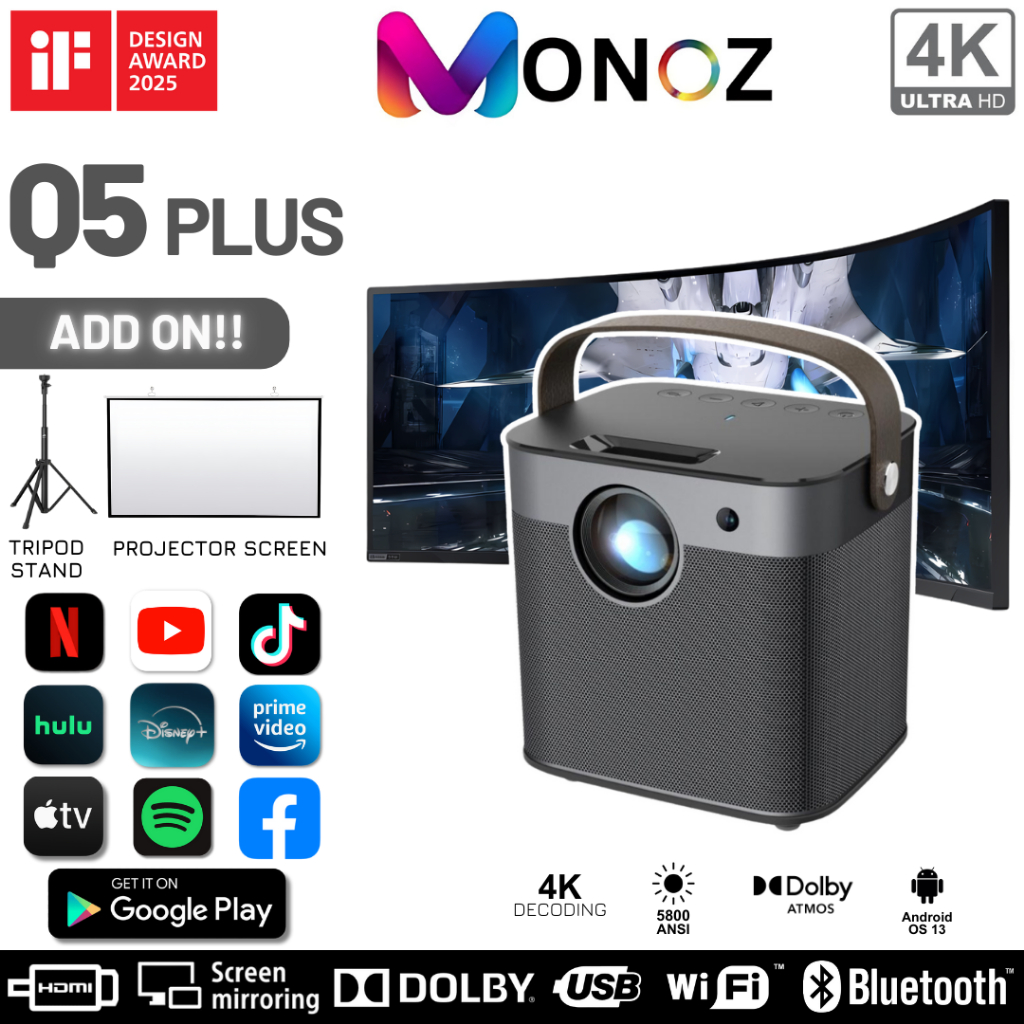 Q5 PLUS PROJECTOR 1080P 4K LCD LED Portable Projectors WIFI projector ...