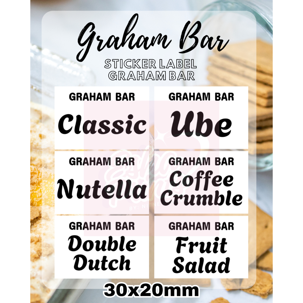 100pcs "graham bar" GRAHAM BAR STICKER LABEL Waterproof & Smudge proof ...