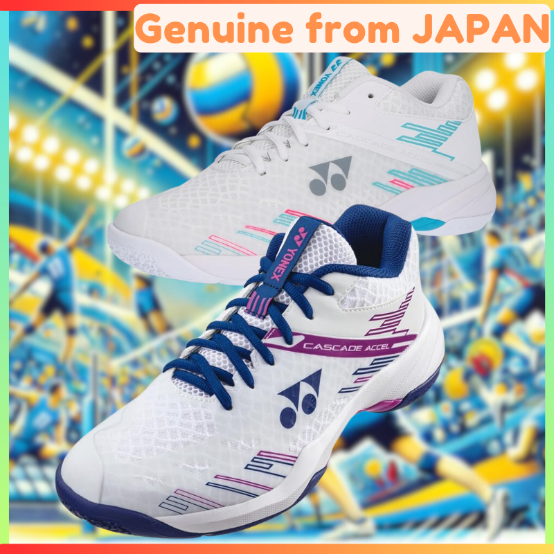 YONEX Power Cushion Cascade Accel Mid Badminton Shoes - White/Sky Blue ...