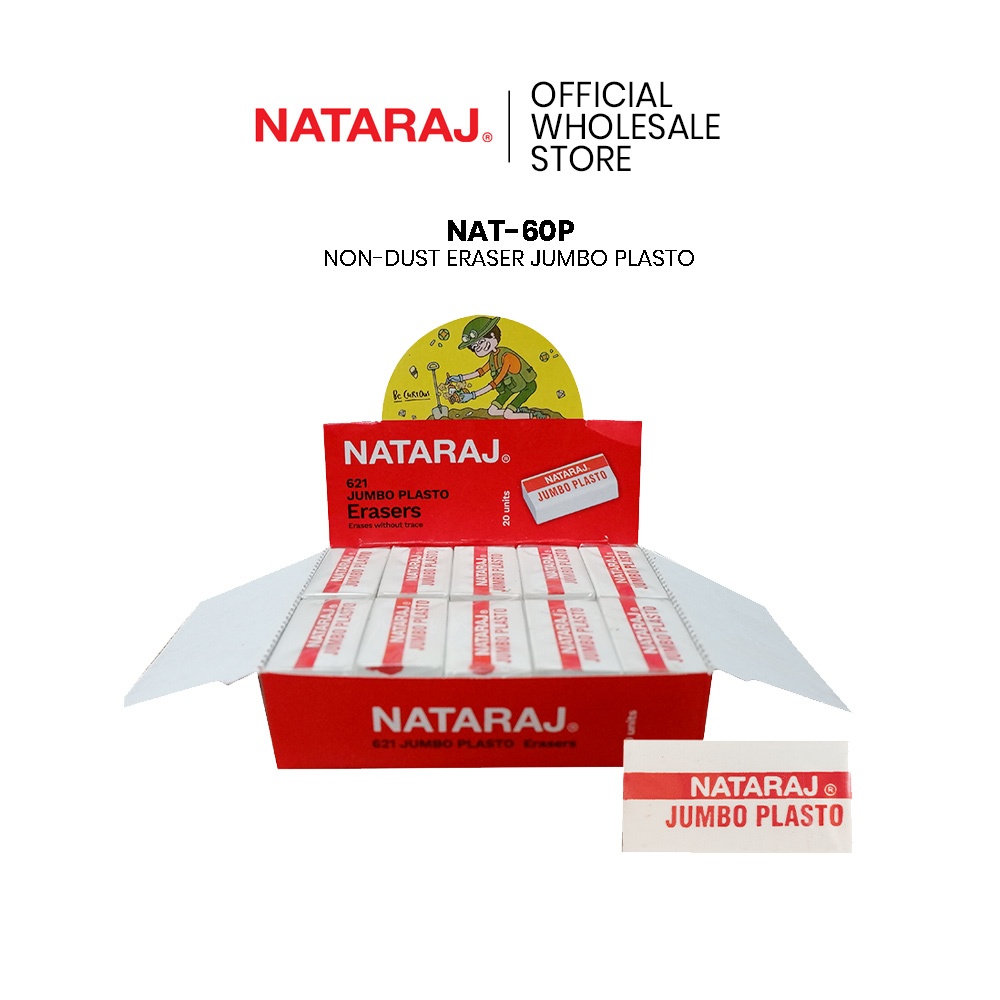 Nataraj 90 boxes Eraser 20's Jumbo Plasto Box (NAT-60P) | Shopee ...