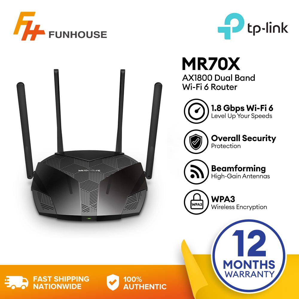 TP-Link Mercusys MR70X AX1800 Dual-Band WIFI-6 Extends a Wired Network ...