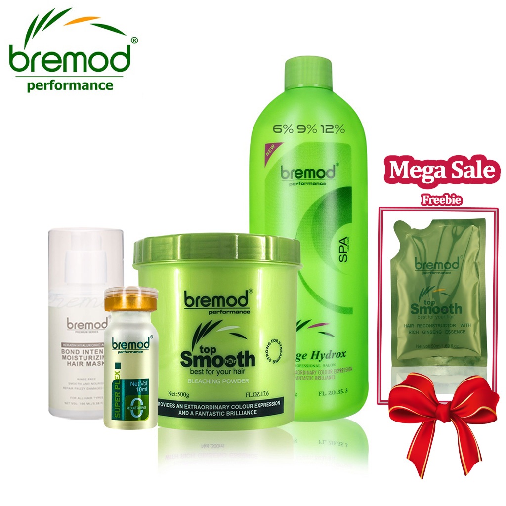 Bremod Hair Color Bleaching Powder+Oxidizing+Hair Treatment ( Bleach ...