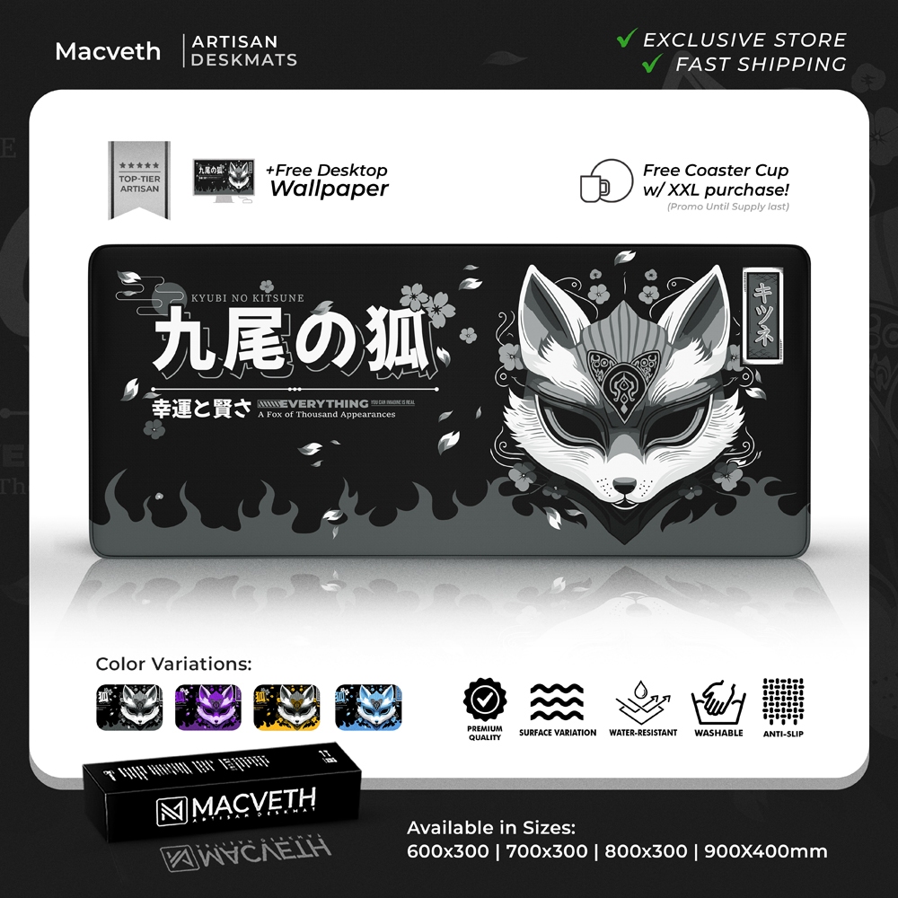 Macveth Mousepad | v2 KITSUNE Deskmat | Extended Large Gaming Mouse pad ...