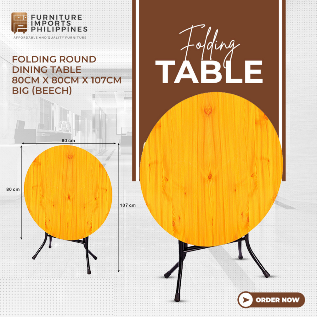 EDEN FOLDING TABLE WITH STEEL LEGS – 80X80 CM ROUND OR SQUARE TOP ...