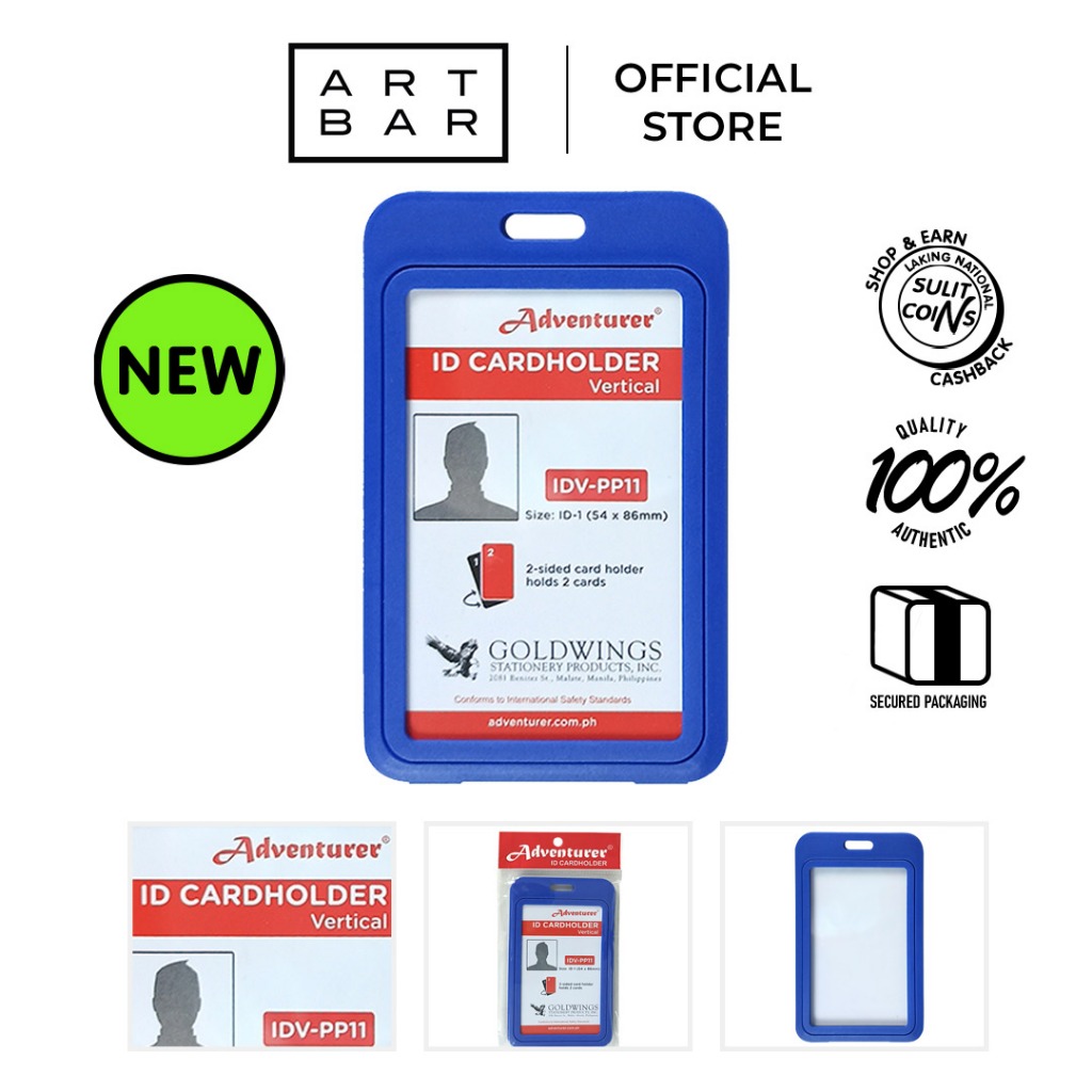 Adventurer Id Protector 54x86mm Vertical 2 Sided Holds 2 Cards, Blue ...