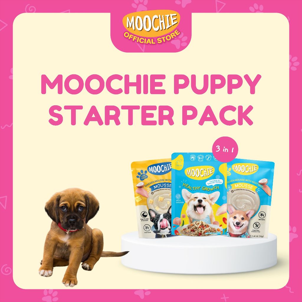Moochie Wet Puppy Dog Food Treat 3 Flavors in 1 Starter Bundle 70g-85g ...