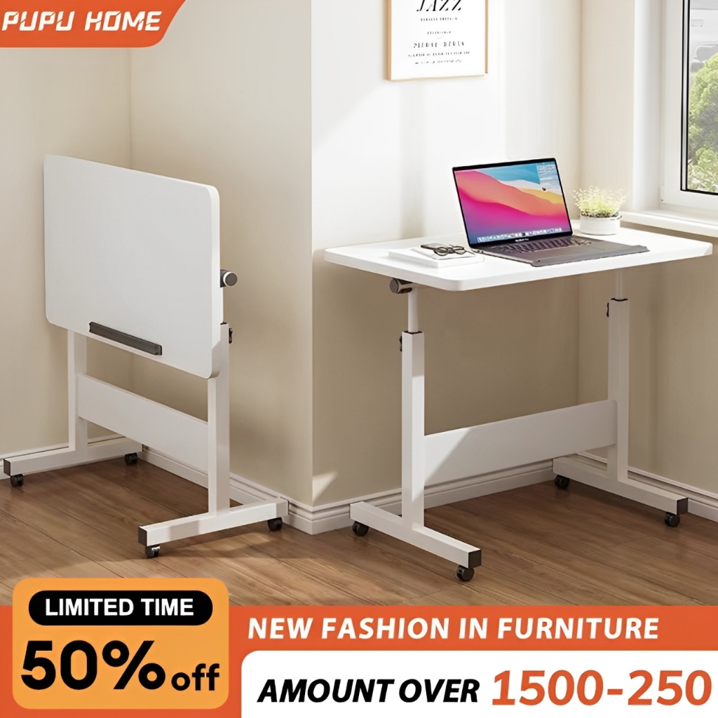 Foldable Table With Wheel Portable Study Table Side Table Adjustable ...