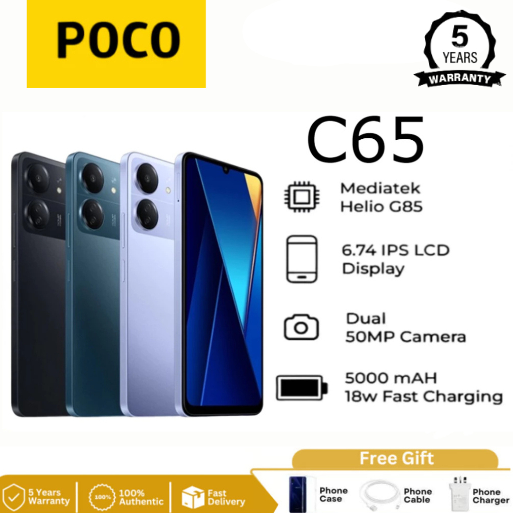 POCO C65 Smartphone 8+256GB 50MP AI Triple Camera Smooth 6.74" 90Hz Display Massive 5000mAh ...