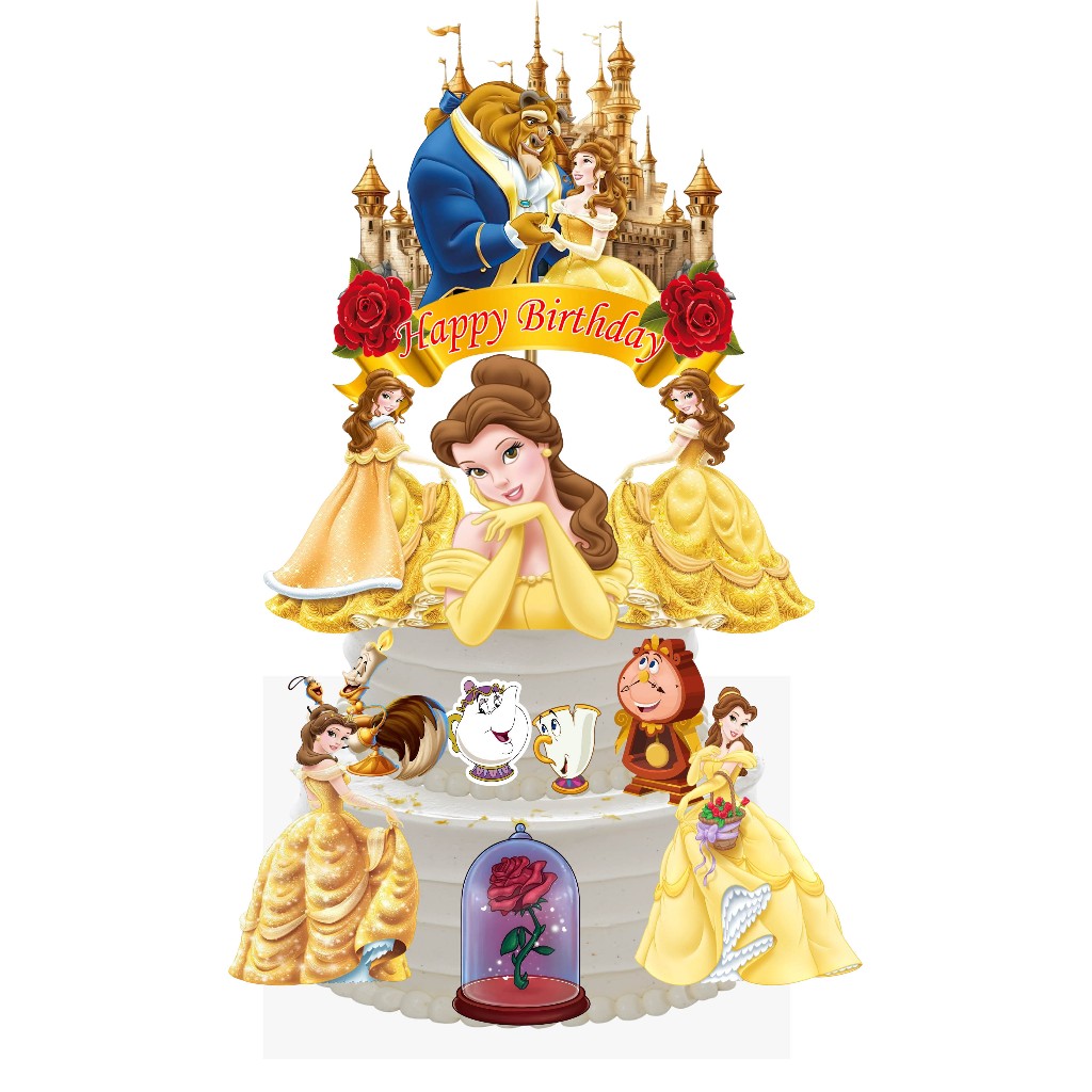 BELLE /DISNEY PRINCESS THEME CAKE TOPPER WITH CUSTOMIZED NAME FOR ...
