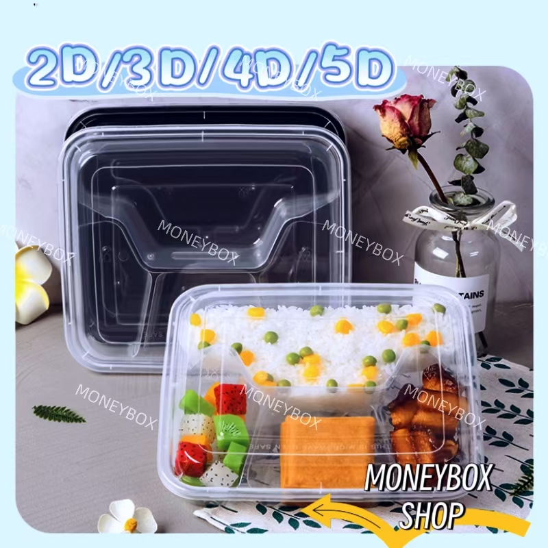 3 division bento box black bento lunch box with lid Microwaveable safe ...