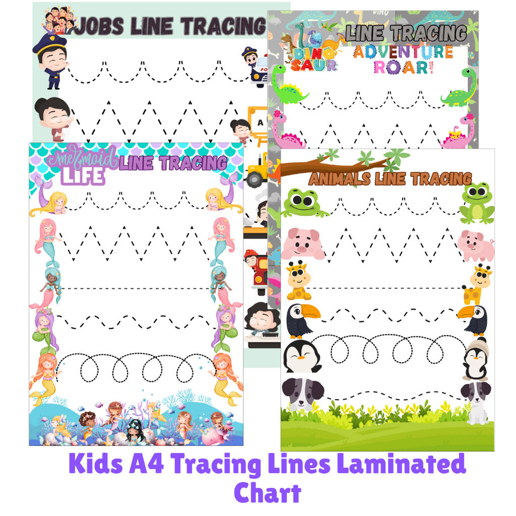 Kids Tracing Lines A4 Laminated Erasable | Shopee Philippines