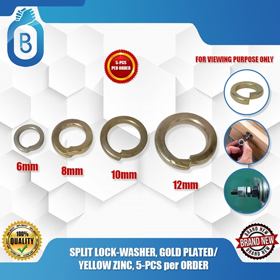 SPLIT LOCK-WASHER, GOLD PLATED/YELLOW ZINC, 5-PCS per ORDER | Shopee ...